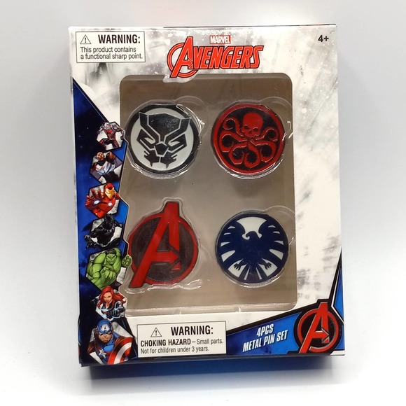 Marvel | Toys | New Marvel Avengers 4 Piece Metal Pin Set Black Panther ...